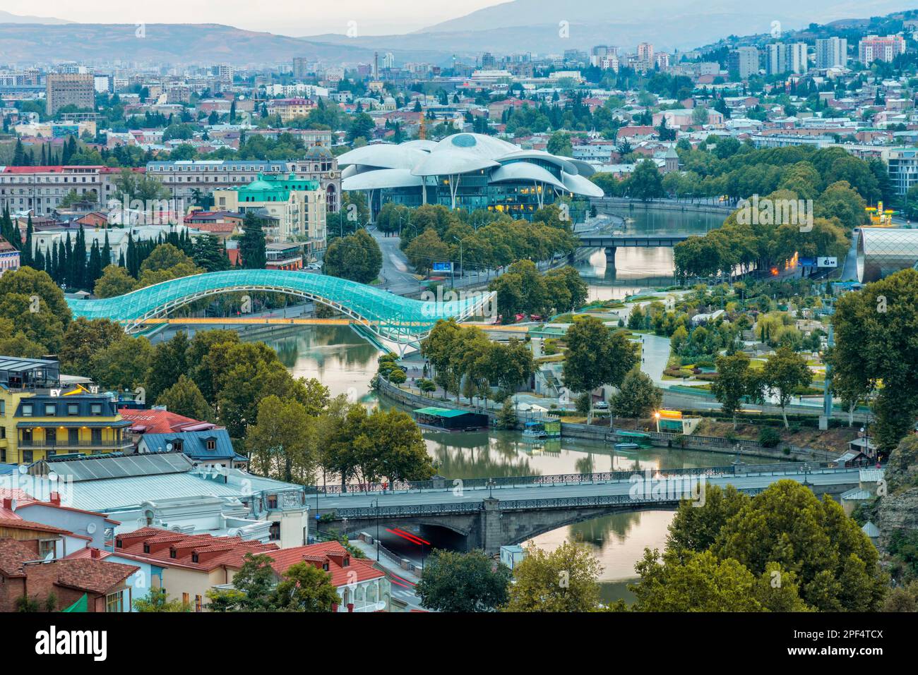 Overview of Tbilisi at dawn, Georgia, Caucasus, Middle East Stock Photo ...