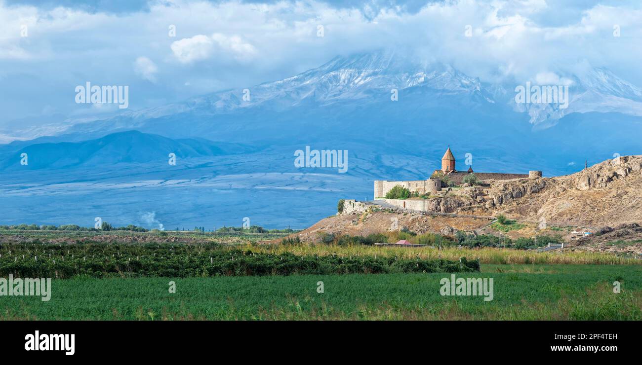 Khor Virap Monastery and Apostolic Church at the foot of Mount Ararat ...
