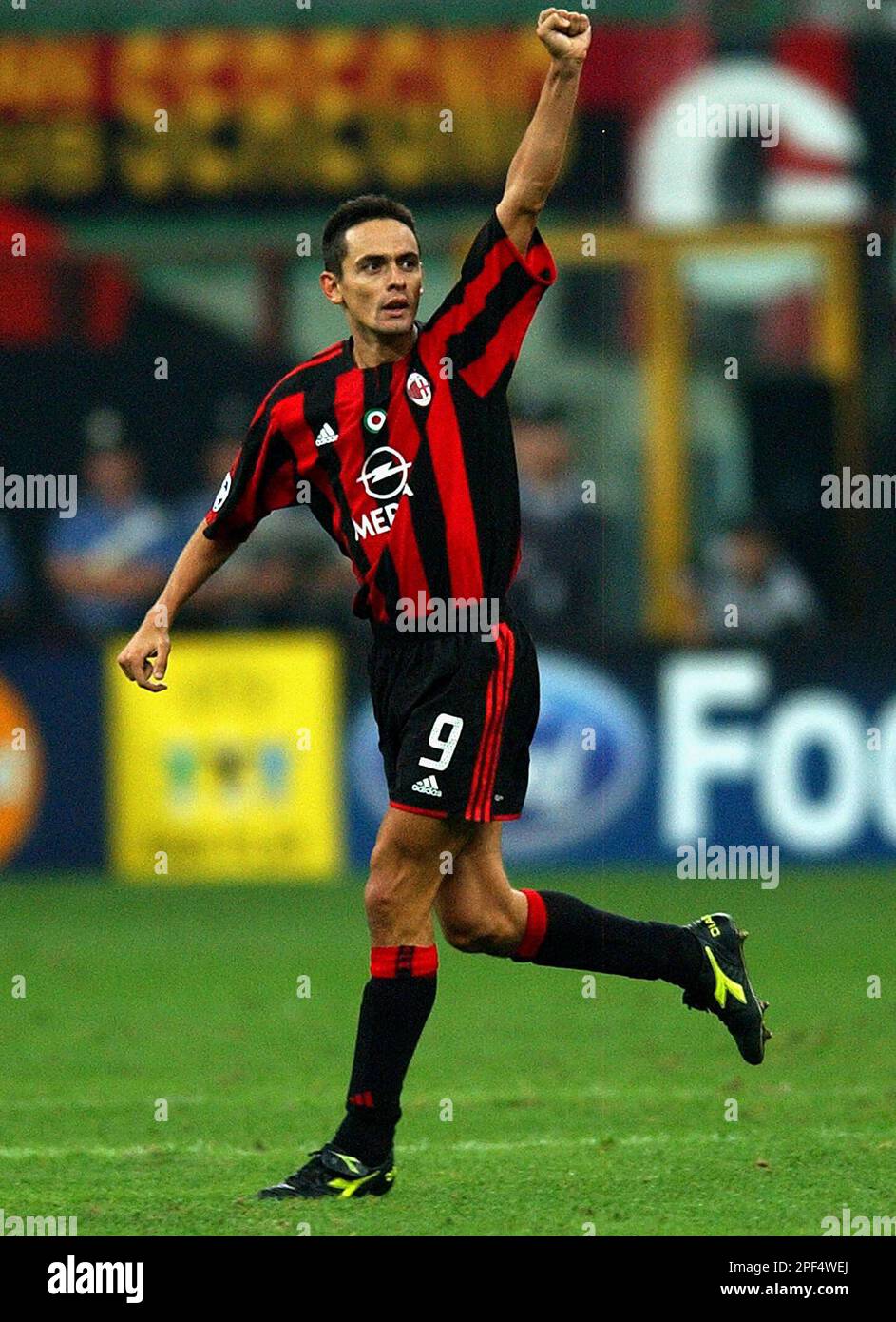 A.C. Milan forward Filippo Inzaghi celebrates after scoring against ...