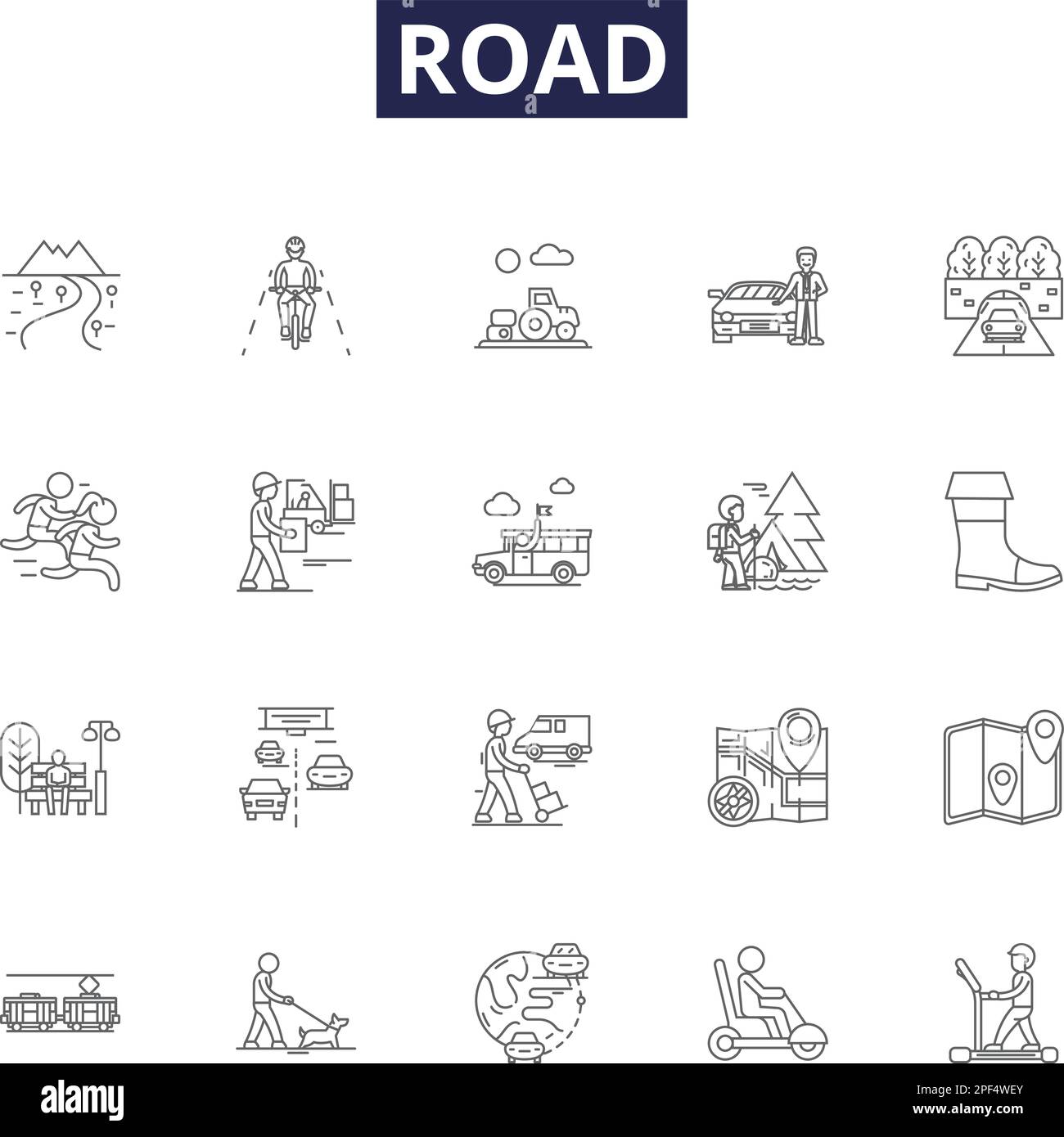 Road line vector icons and signs. Street, Asphalt, Path, Freeway ...