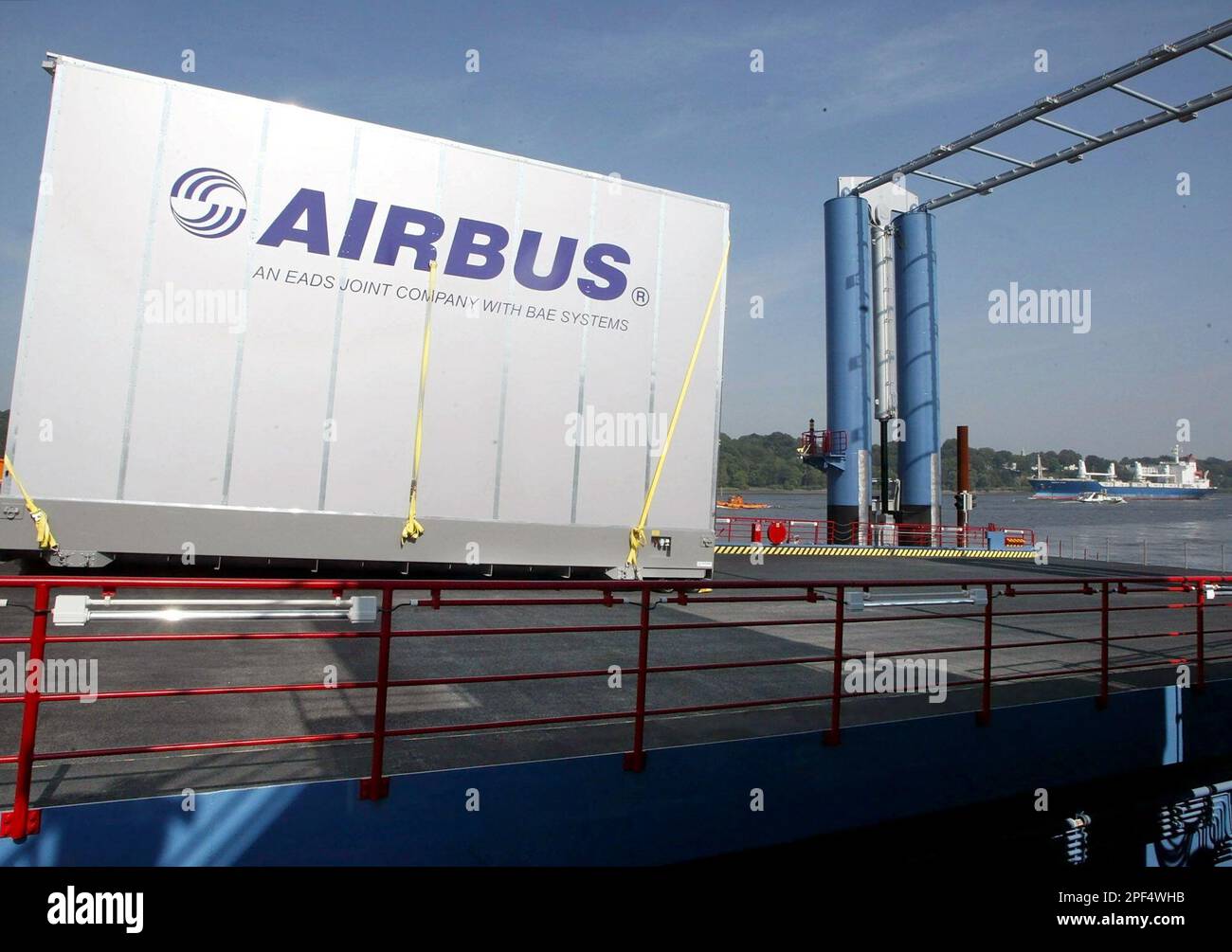 An Airbus container stands symbolically on the quay during the opening ...