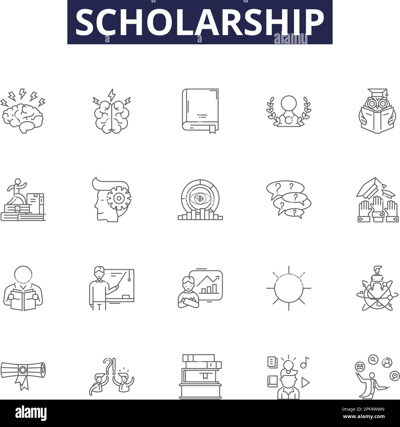 Scholarship line vector icons and signs. Award, Fund, Subsidy, Bursary ...