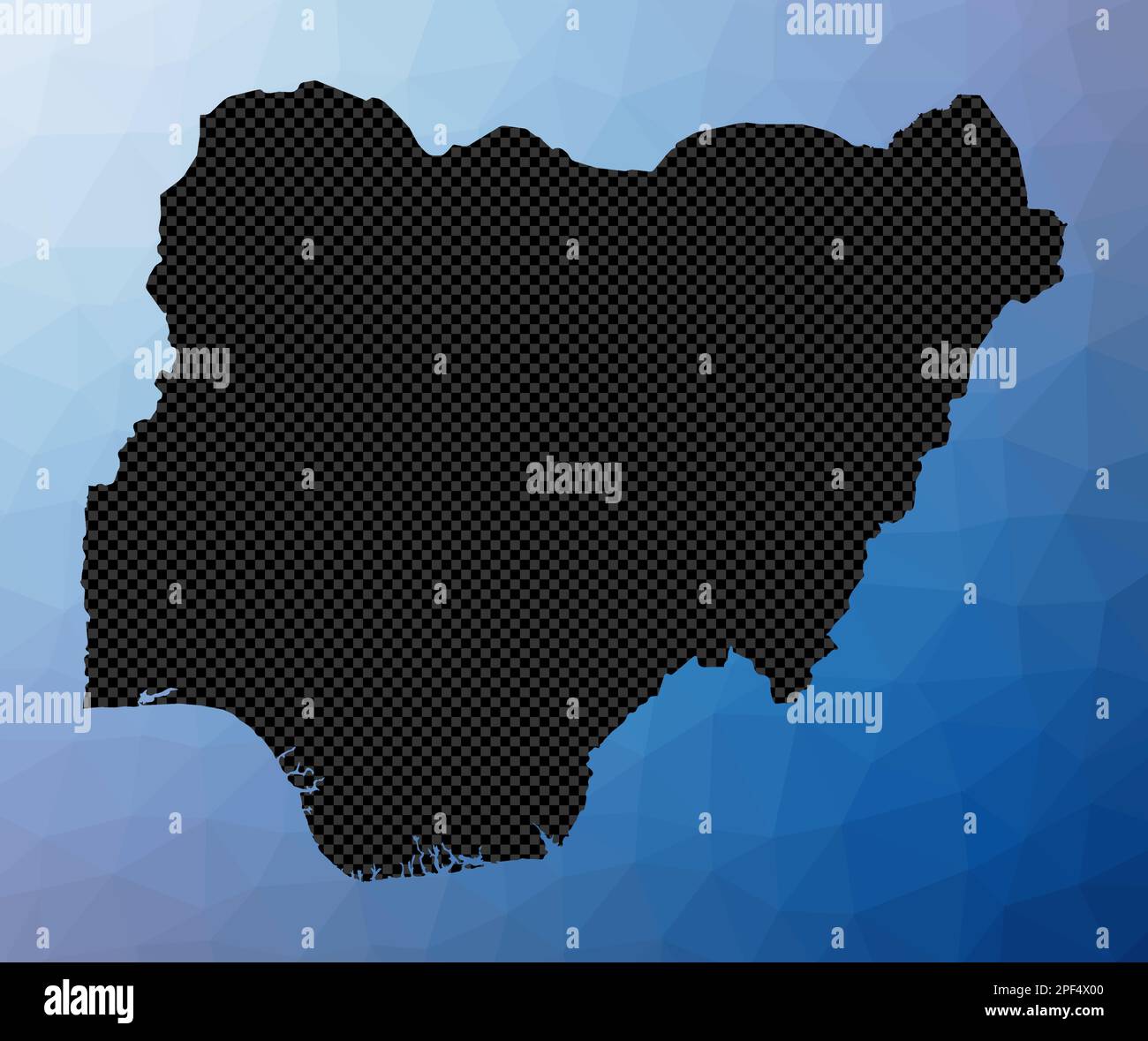 Nigeria geometric map. Stencil shape of Nigeria in low poly style ...