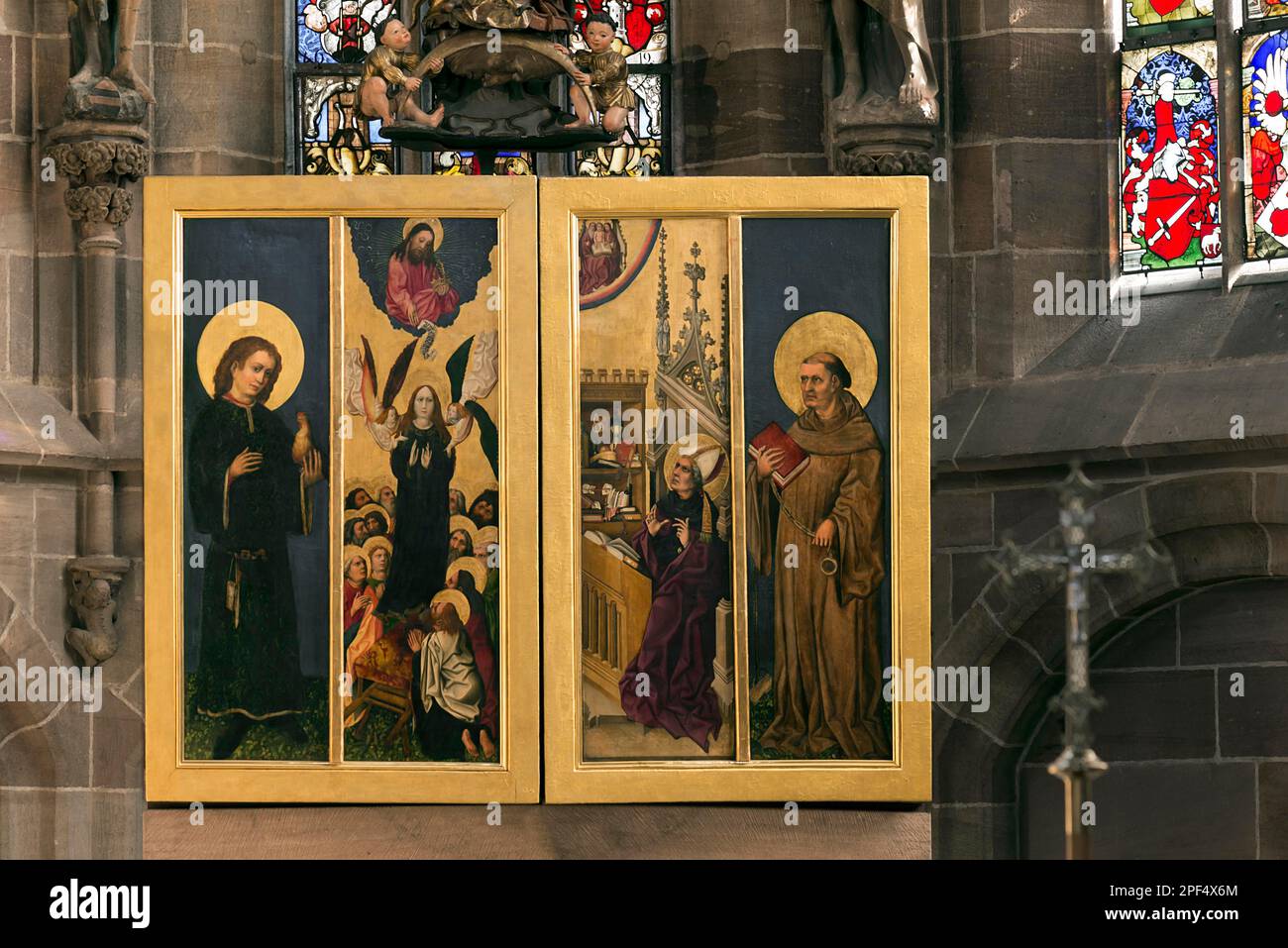 Closed Tucher altar, dating from around 1450, Church of Our Lady ...
