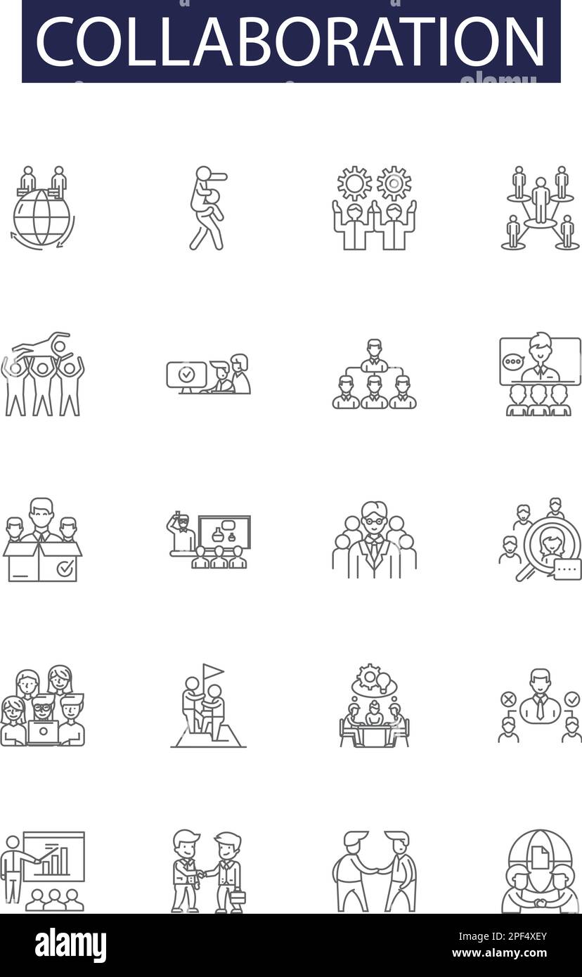 Collaboration line vector icons and signs. Synergy, Partnership, Joint ...