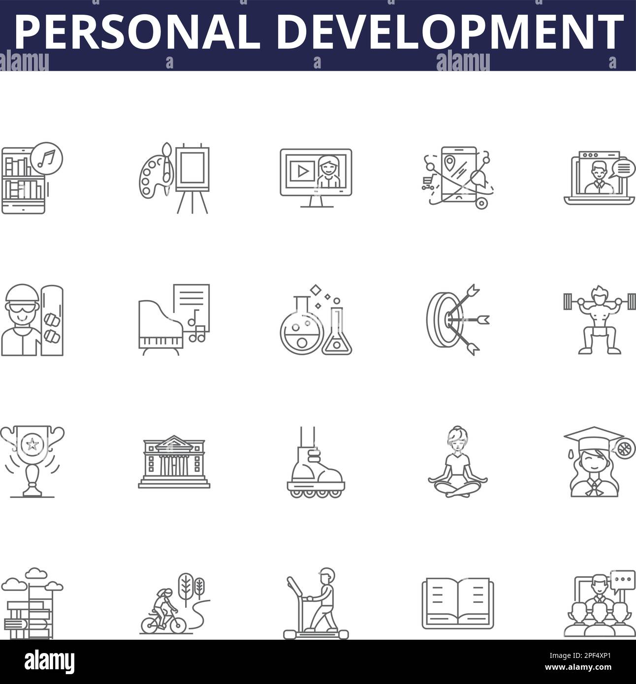 Personal development line vector icons and signs. Growth, Learning ...