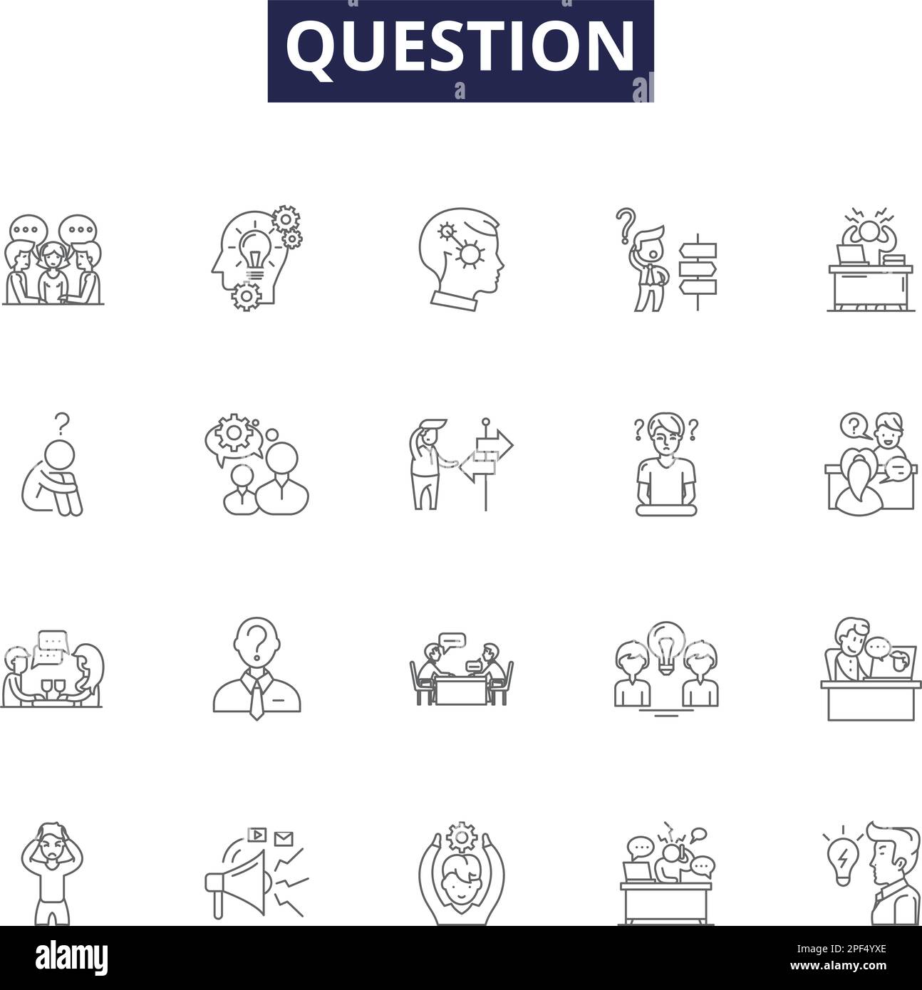 Question line vector icons and signs. mark, symbol, faq, question ...