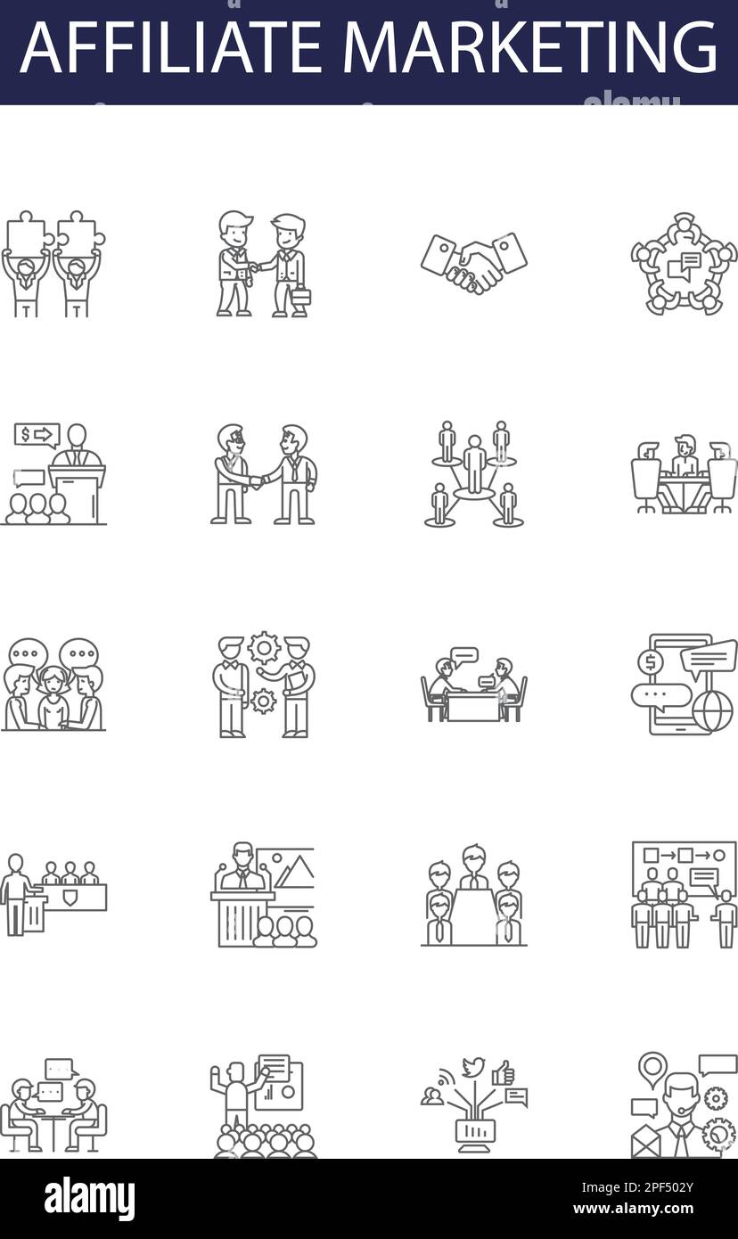 Affiliate marketing line vector icons and signs. Marketing, Ads ...
