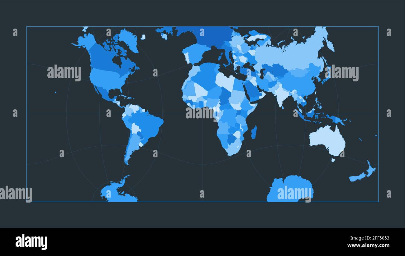 World Map. Guyou hemisphere-in-a-square projection. Futuristic world ...