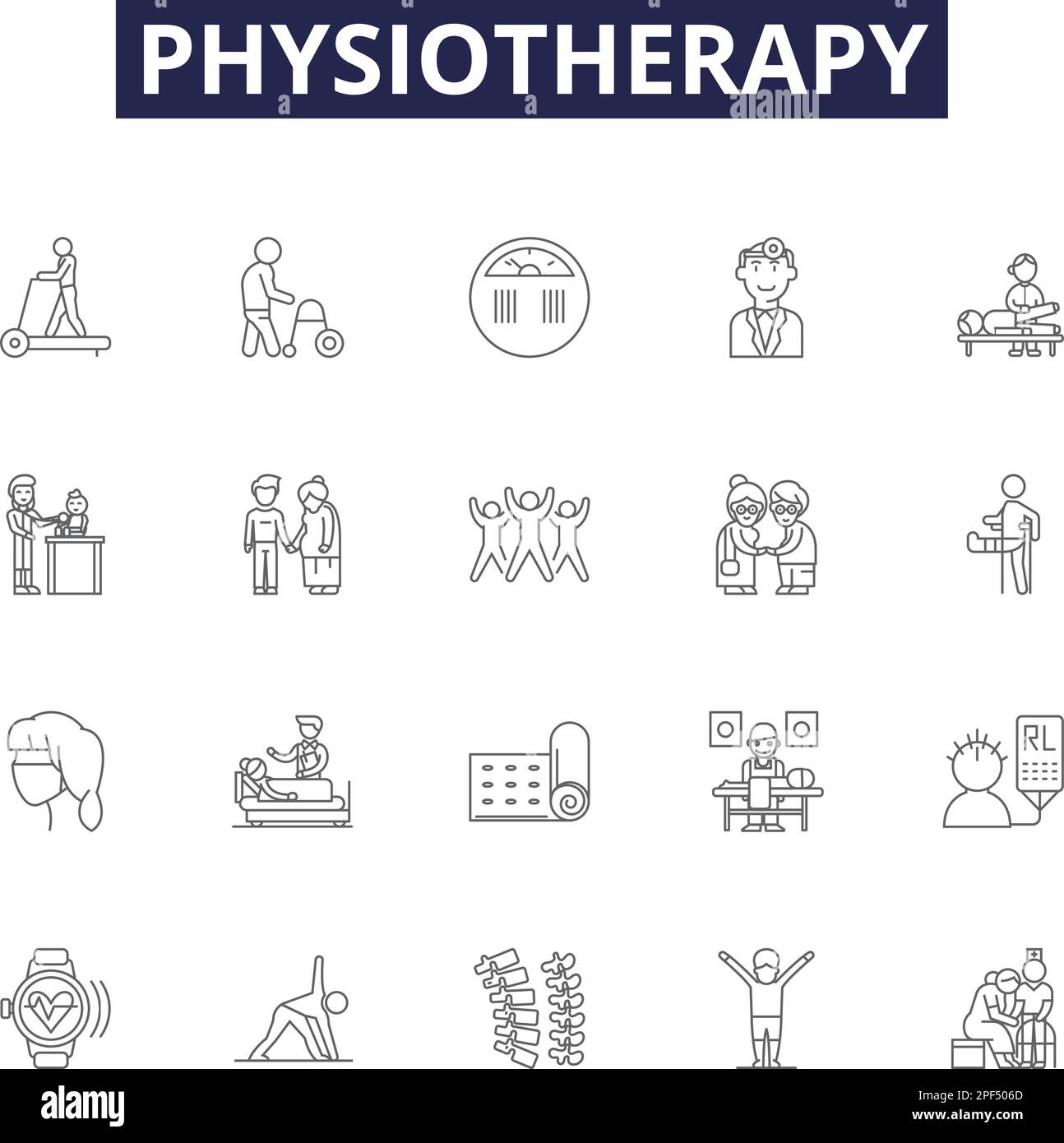Physiotherapy line vector icons and signs. Rehabilitation, Exercise ...