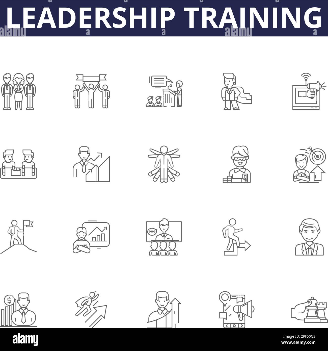 Leadership training line vector icons and signs. Training, Coaching, Motivation, Mentoring ...