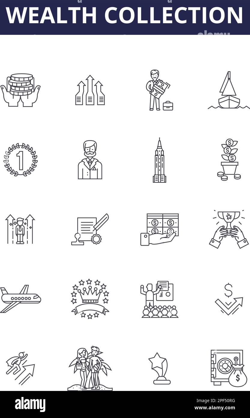 Wealth collection line vector icons and signs. Collection, Wealthy ...