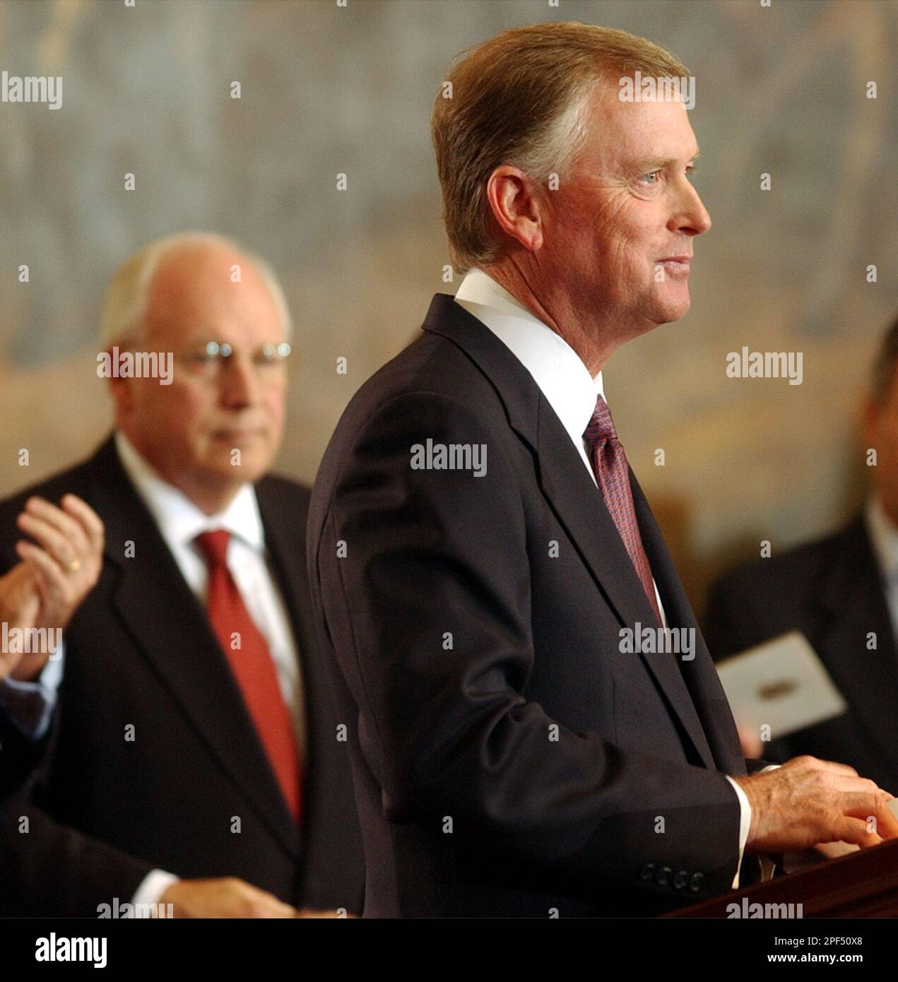 With Vice President Dick Cheney looking on, former Vice President Dan ...