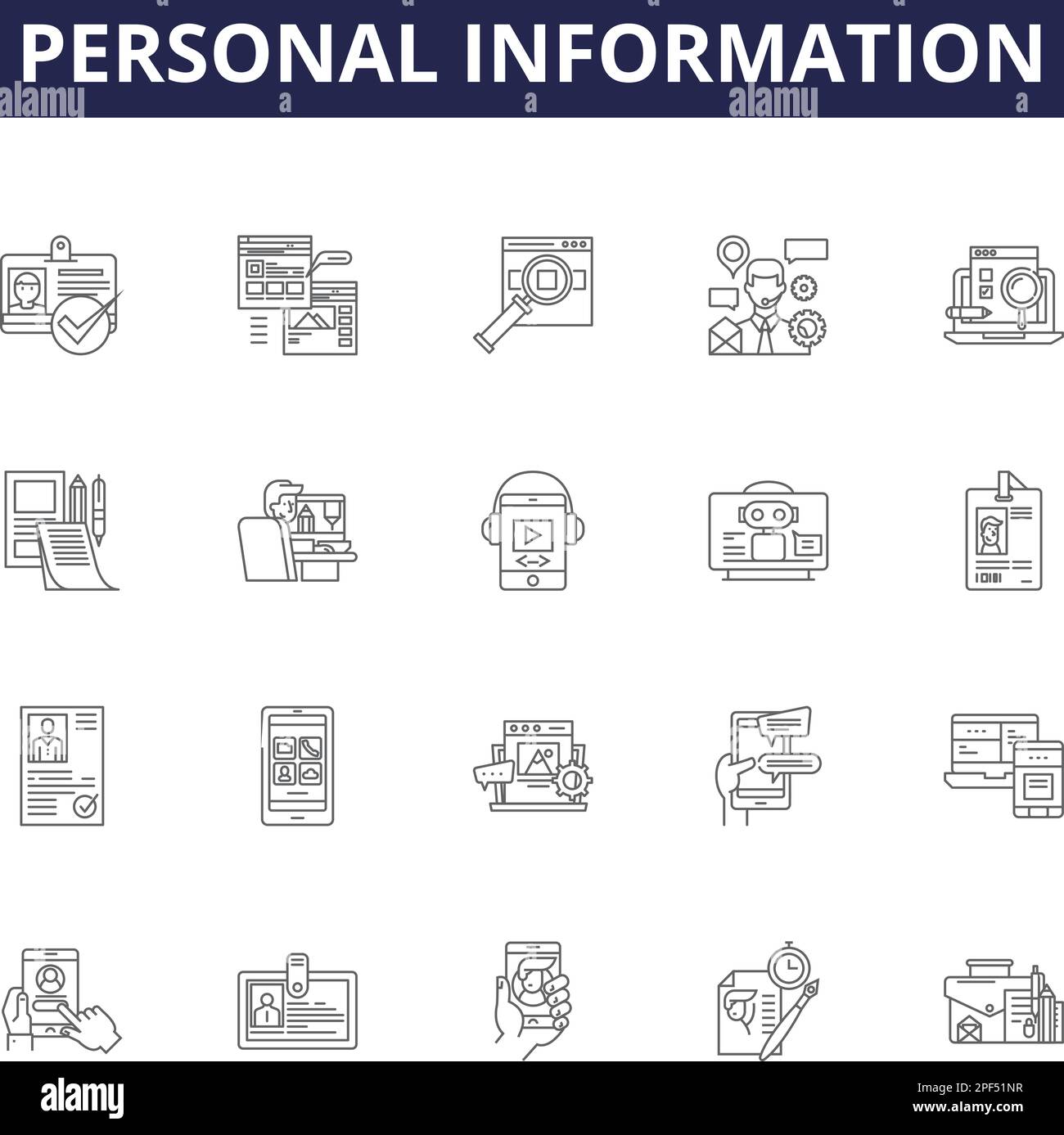 Personal Information Line Vector Icons And Signs Data Address Name