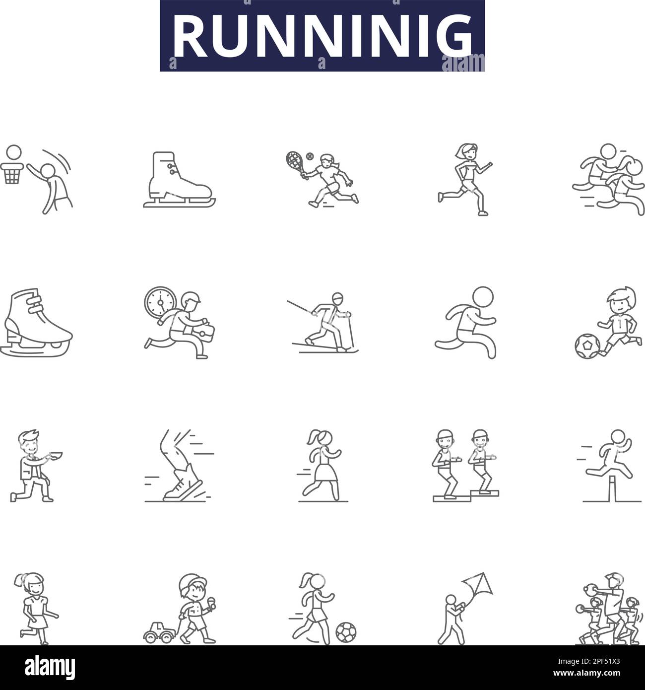 Runninig line vector icons and signs. Racing, Sprinting, Pacing, Step ...