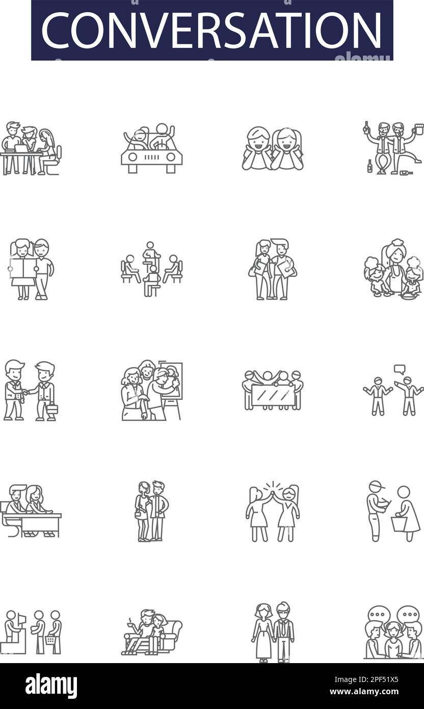 Conversation Line Vector Icons And Signs Chat Talk Interaction