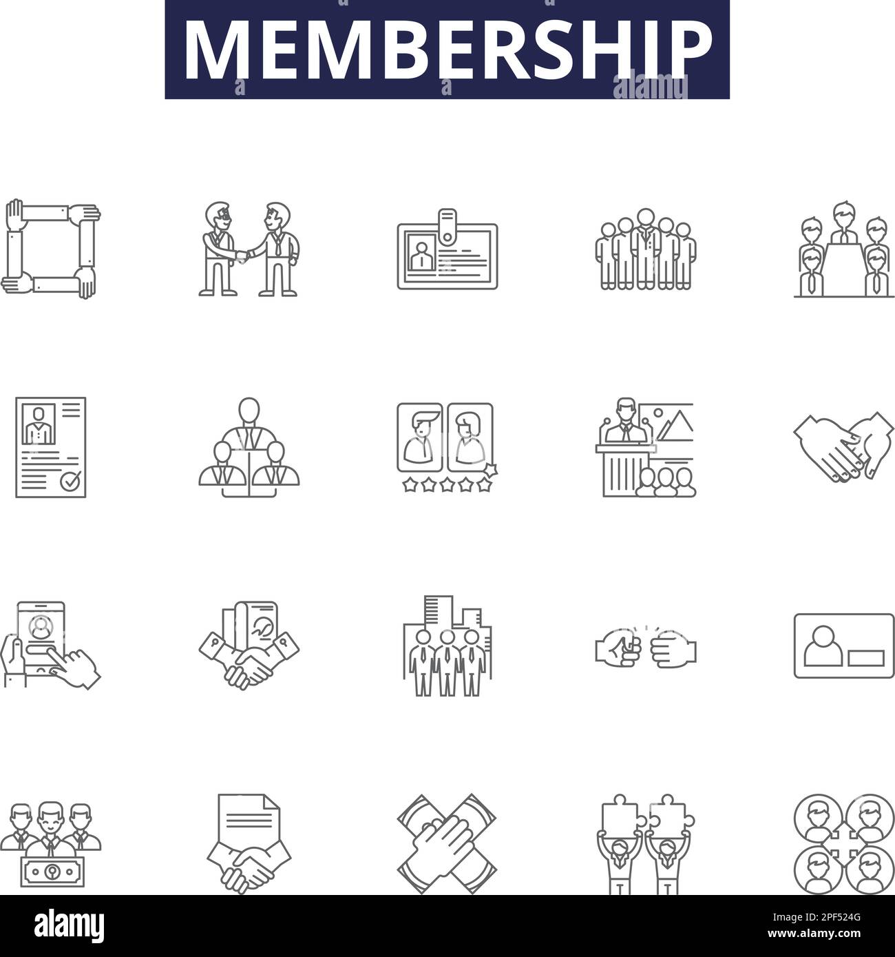 Membership line vector icons and signs. Subscription, Access, Join ...
