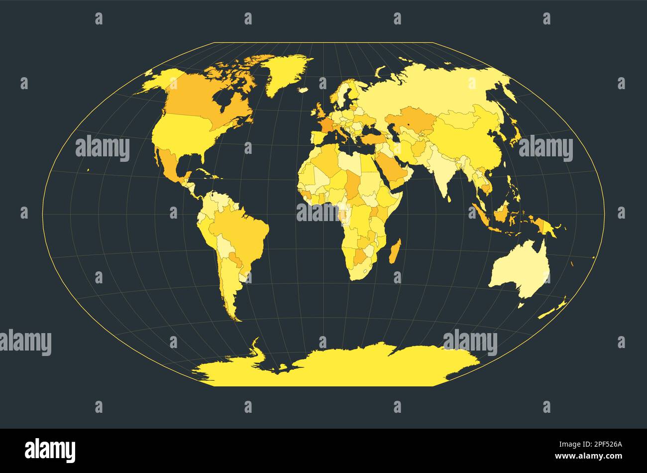 World Map. Winkel tripel projection. Futuristic world illustration for ...