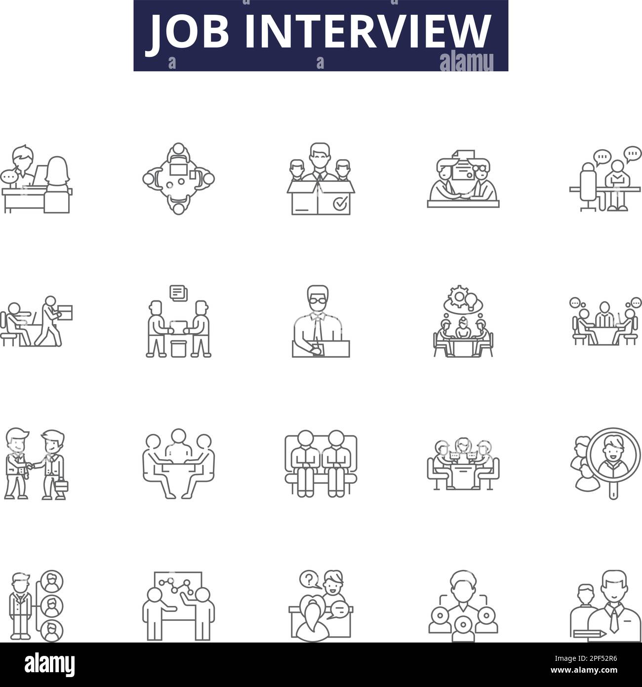 Job interview line vector icons and signs. Job, Preparation, Tips ... Job interview line vector icons and signs. Job, Preparation, Tips ...