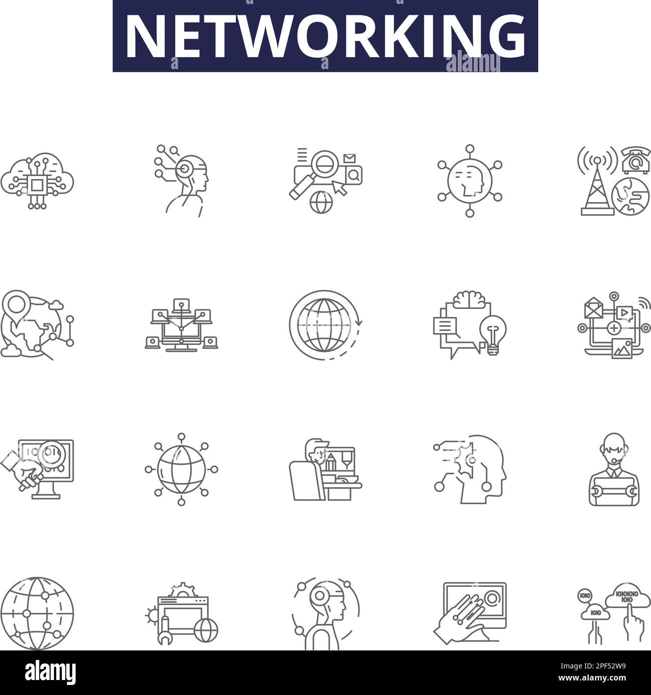 Networking Line Vector Icons And Signs Connecting Linking