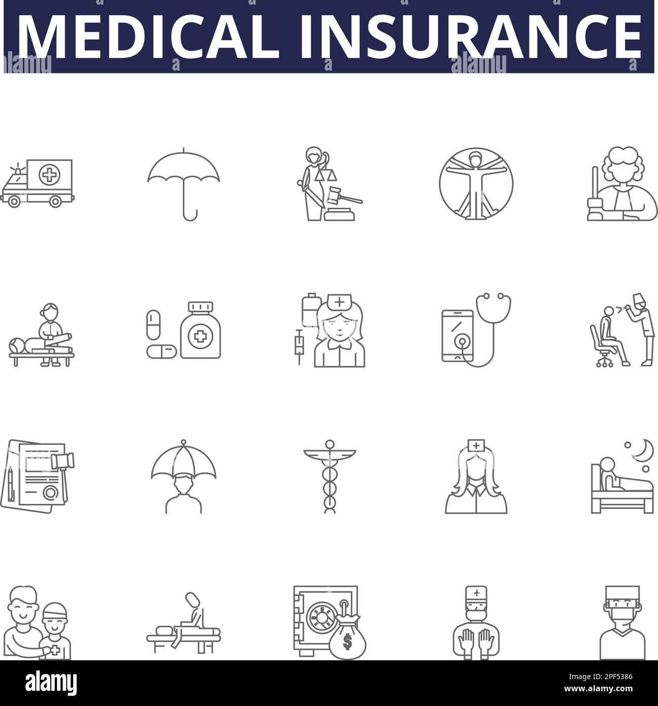 Medical insurance line vector icons and signs. Coverage, Plan ... Medical insurance line vector icons and signs. Coverage, Plan ...