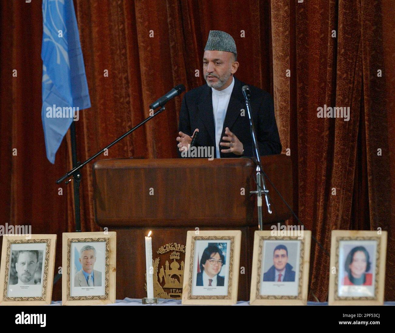 Afghanistan's President Hamid Karzai talks at the Interior Ministry in ...