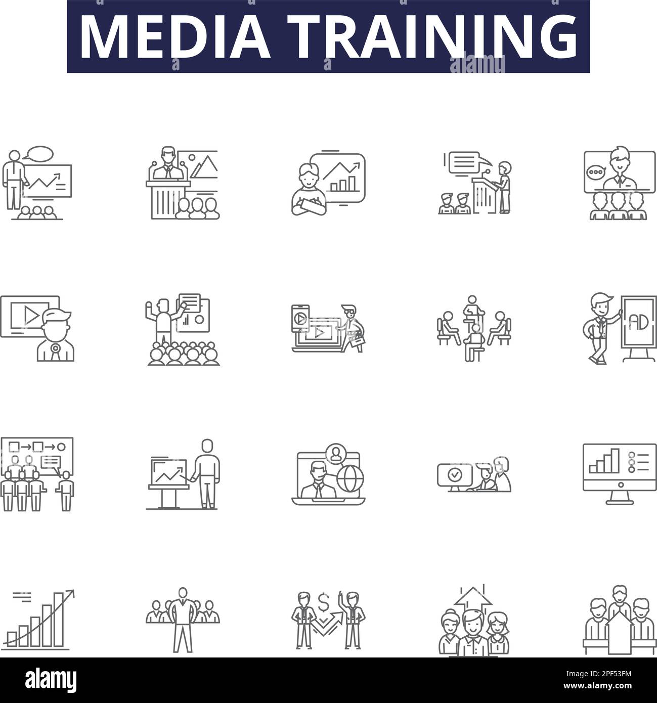 Media training line vector icons and signs. training, communication ...