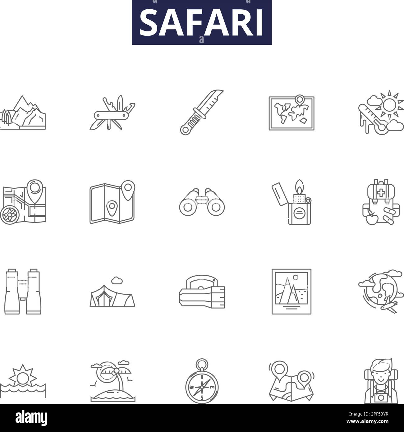 Safari line vector icons and signs. Tour, Game, Adventure, Animal ...