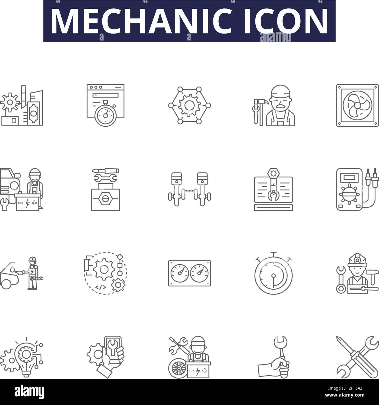 Mechanic icon line vector icons and signs. Technician, Repairer, Wrench ...
