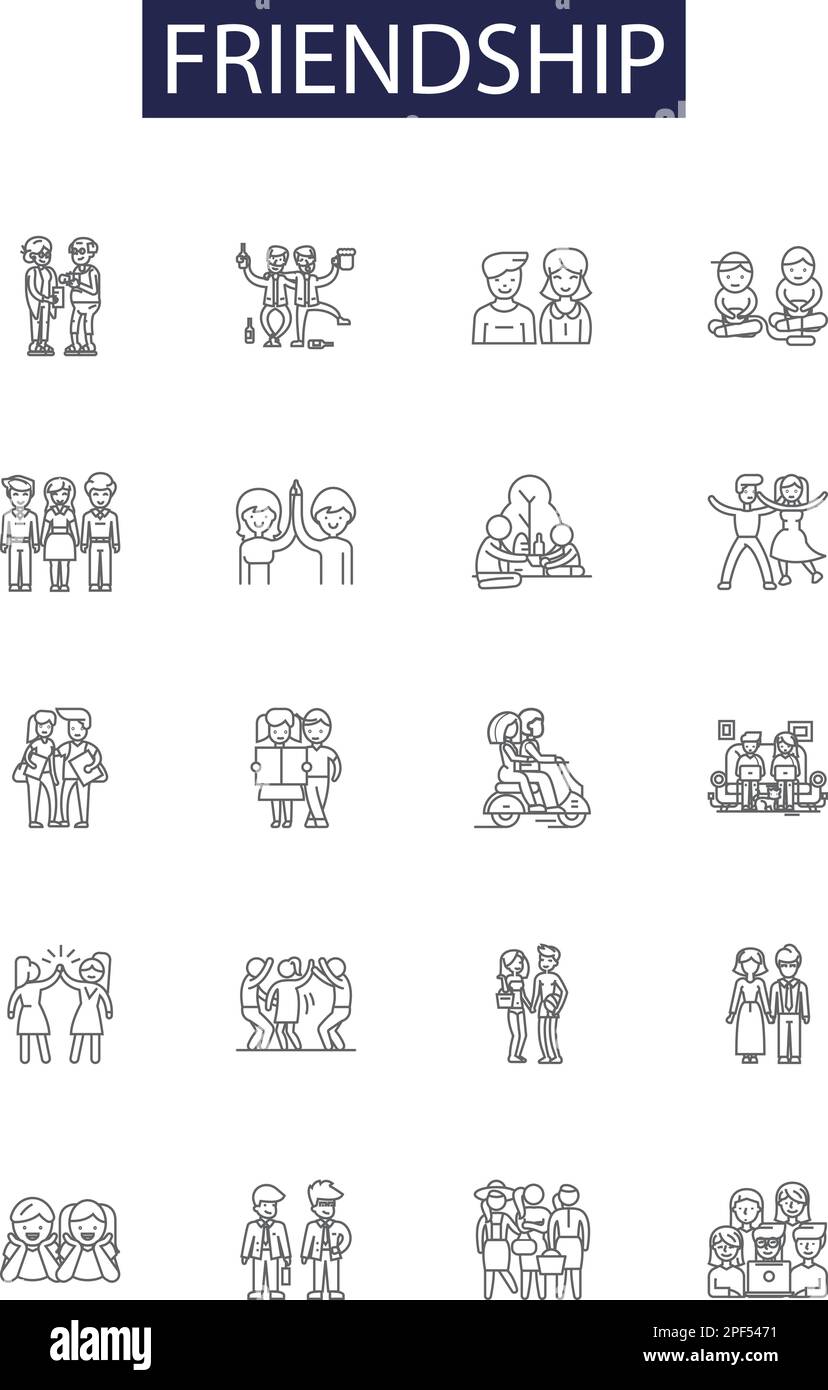 Friendship line vector icons and signs. affinity, rapport, bond, amity ...