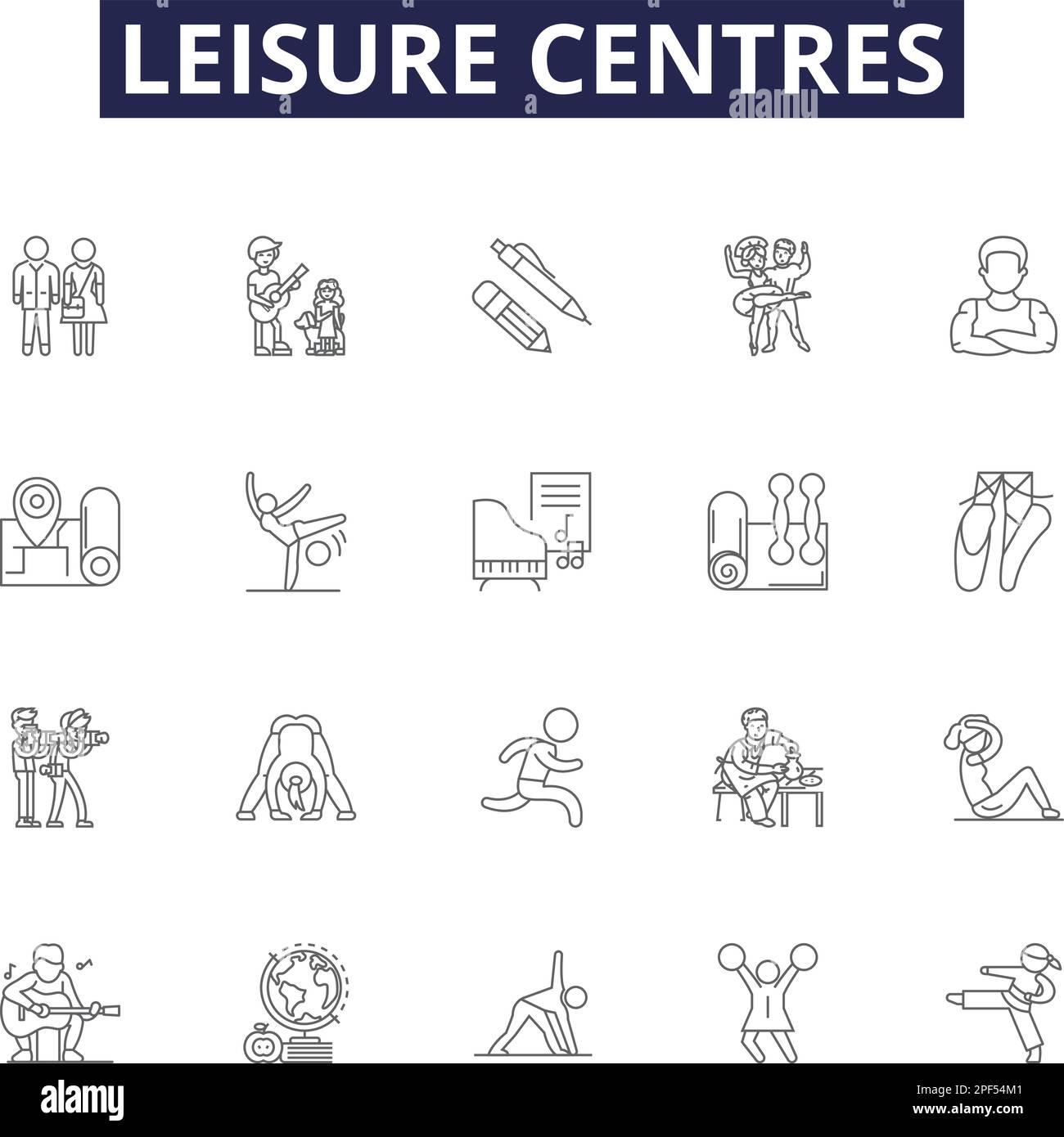 Leisure centres line vector icons and signs. centres, recreation ...