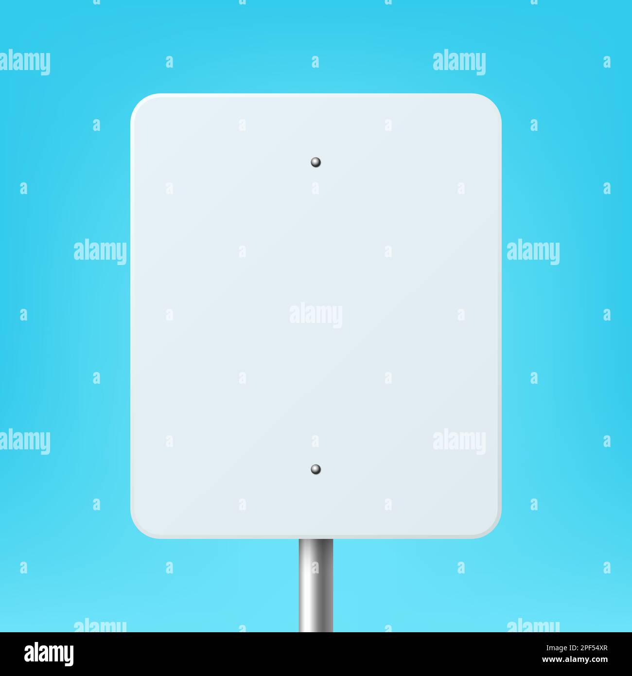 Vector White Blank Rectangular Road Sign Frame Icon Closeup on Blue ...