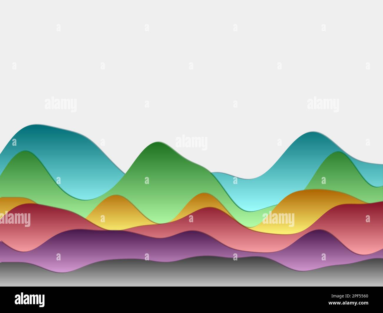 Abstract mountains background. Curved layers in spectral colors ...