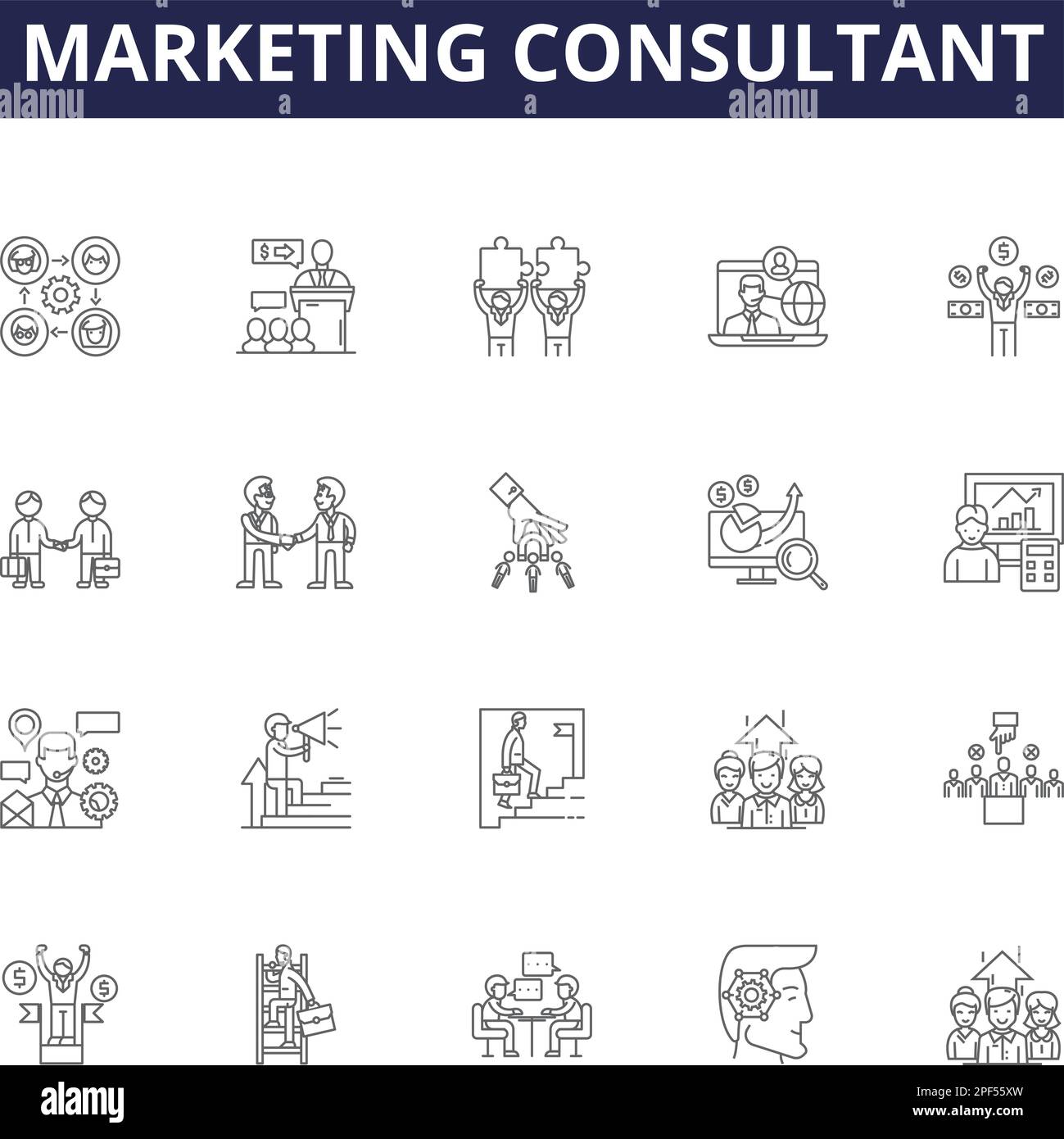 Marketing consultant line vector icons and signs. Consultant, Adviser ...