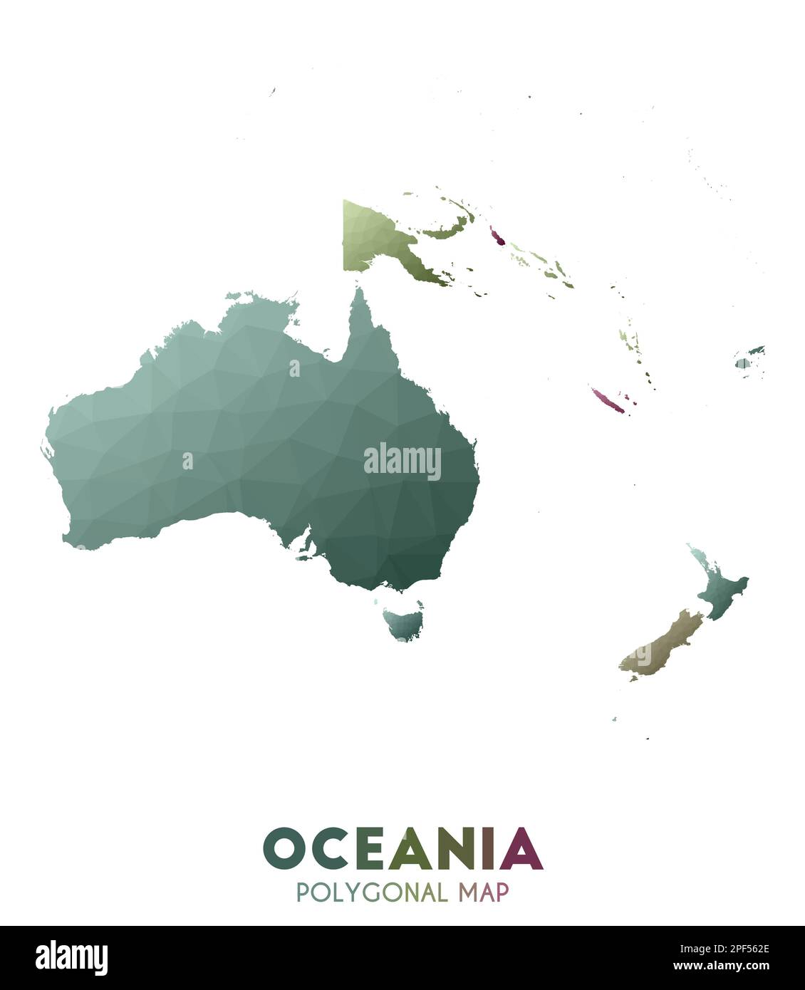 Oceania Map. Actual low poly style continent map. Unique vector ...