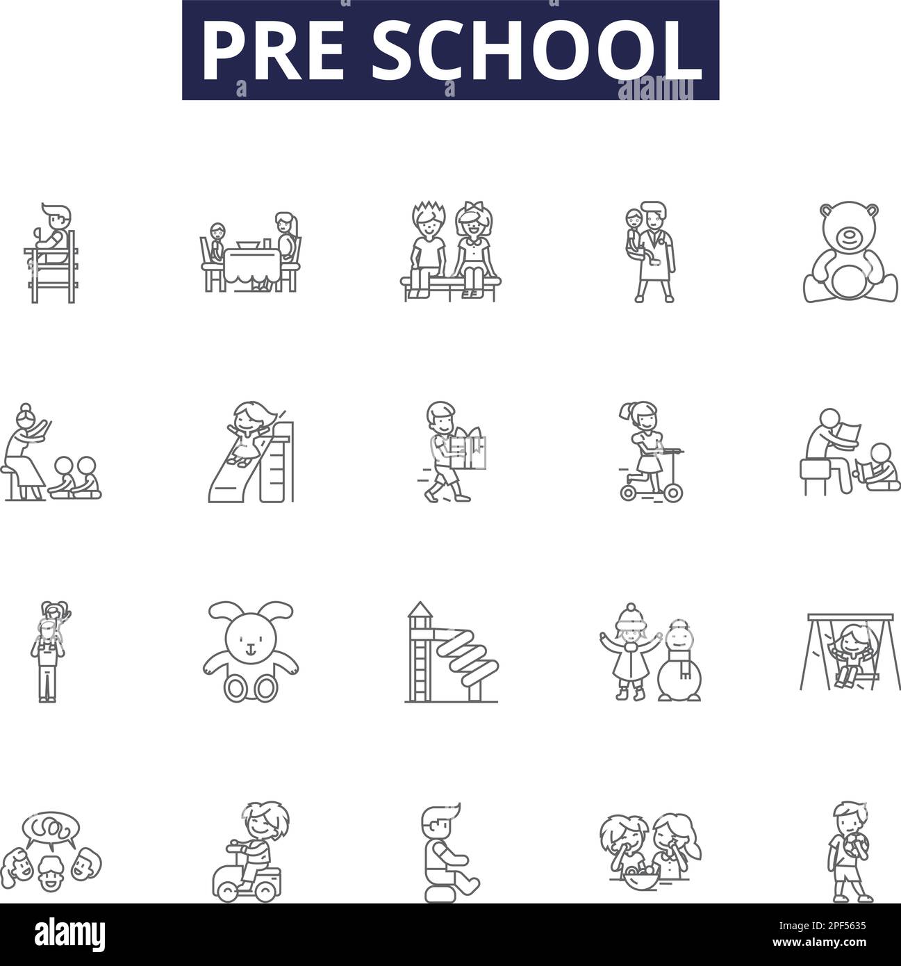 Pre school line vector icons and signs. Kindergarten, Early, Learning ...
