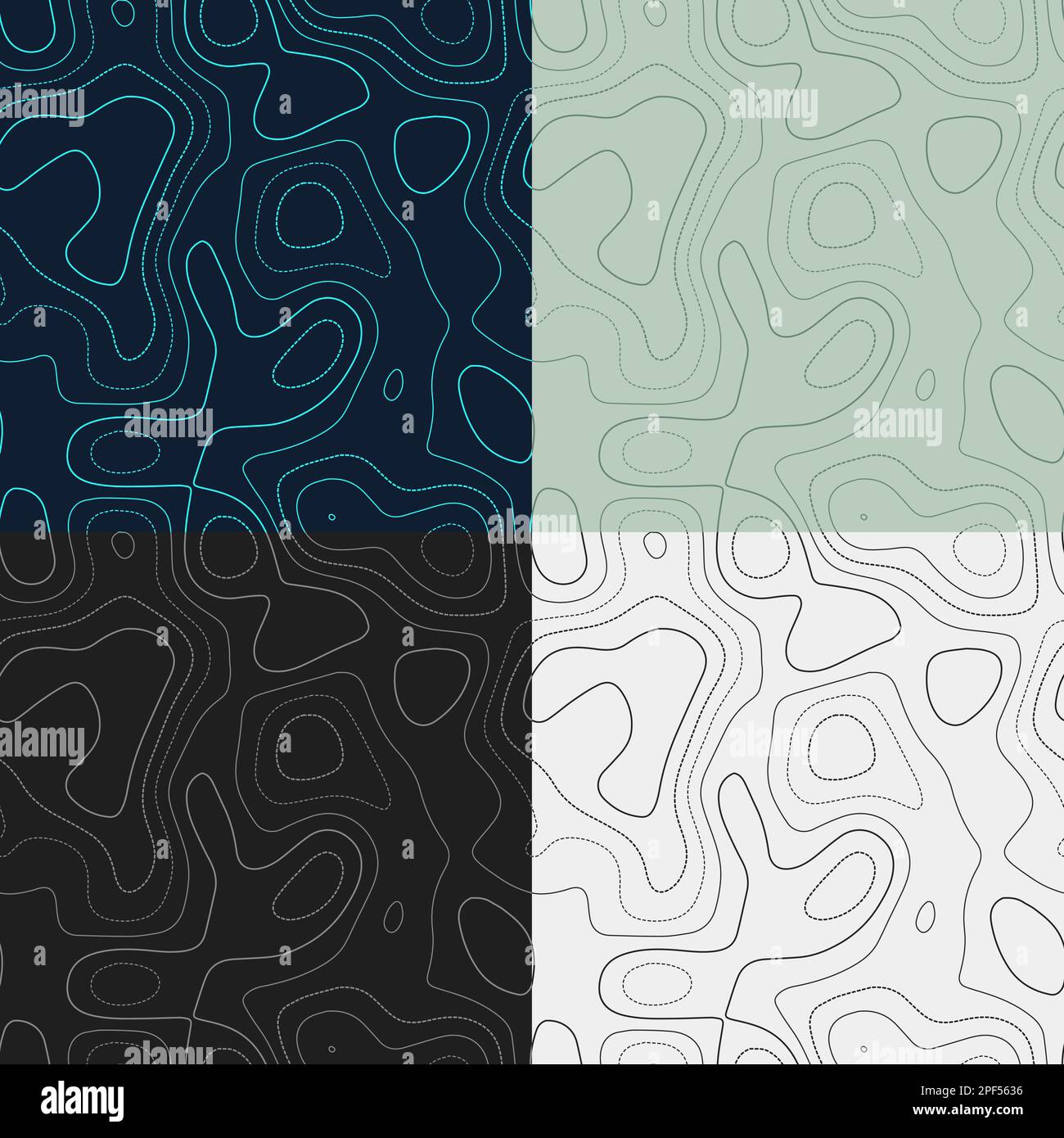 Topography patterns. Seamless elevation map tiles. Astonishing isoline ...
