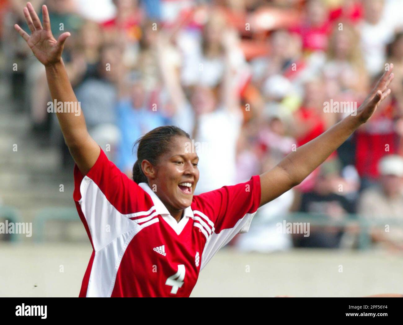 Team Canada's Sasha Andrews celebrates her first goal during Canada's 8 ...