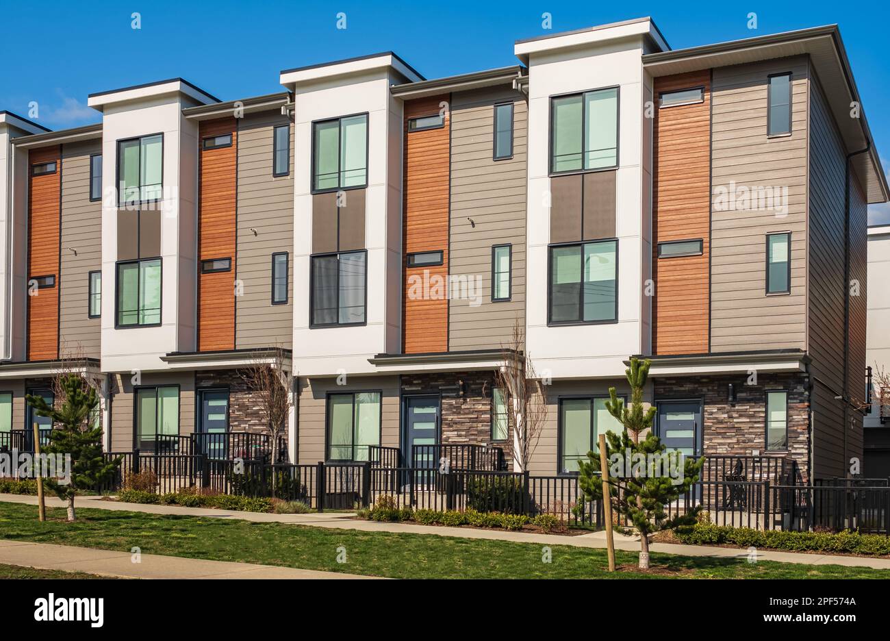 New residential townhouses. Modern apartment buildings in Canada ...