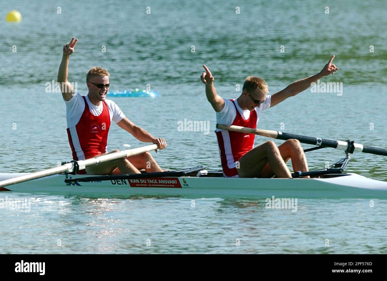 Denmark's Bo Helleberg and Mads Andersen celebrate after winning the ...