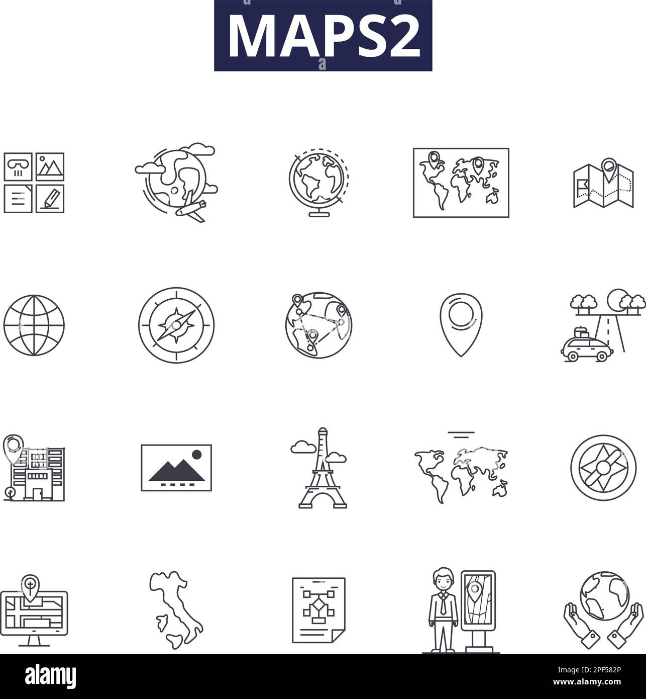 Maps2 Line Vector Icons And Signs Navigation Location Tracking Map Geo Geospatial