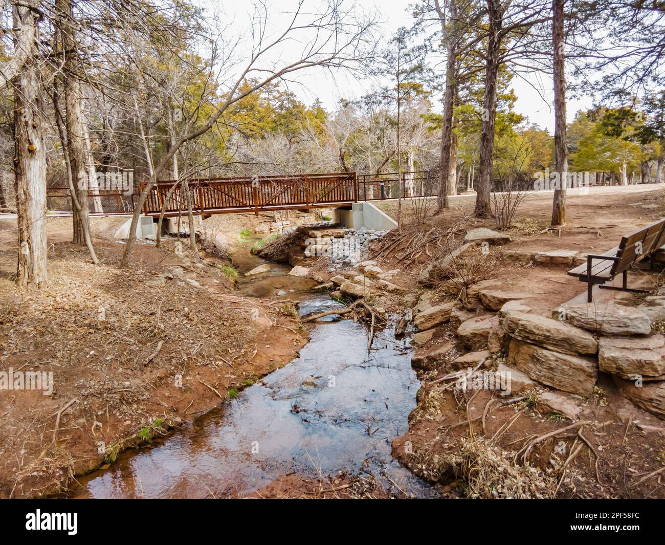 Sunny view of the Big spring landscape of Roman Nose State Park at ...