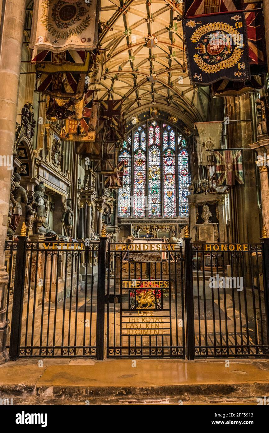 The image is of the memorial chapel with Battle Honours at Canterbury ...