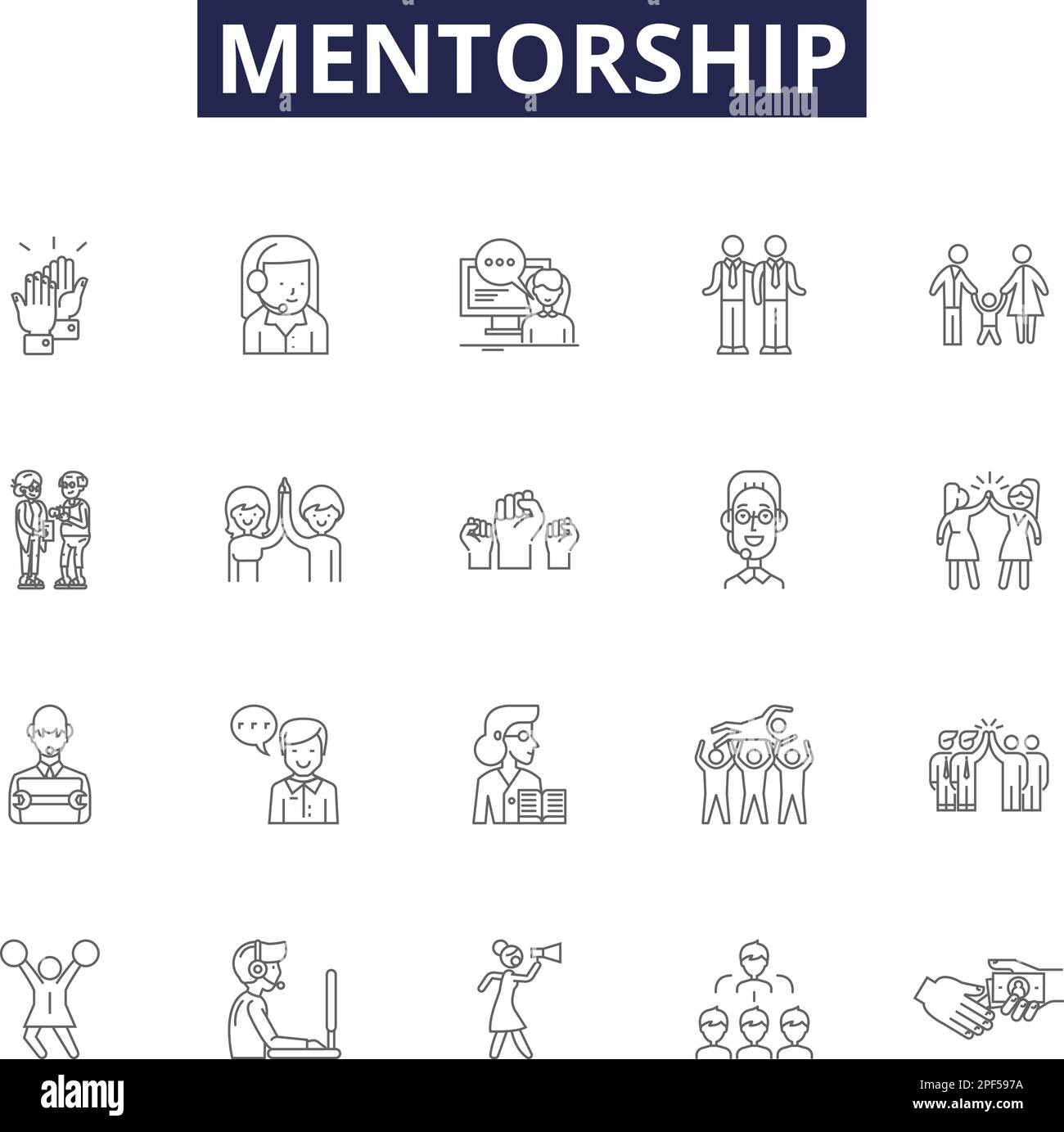 Mentorship line vector icons and signs. Guidance, Support, Tuition ...