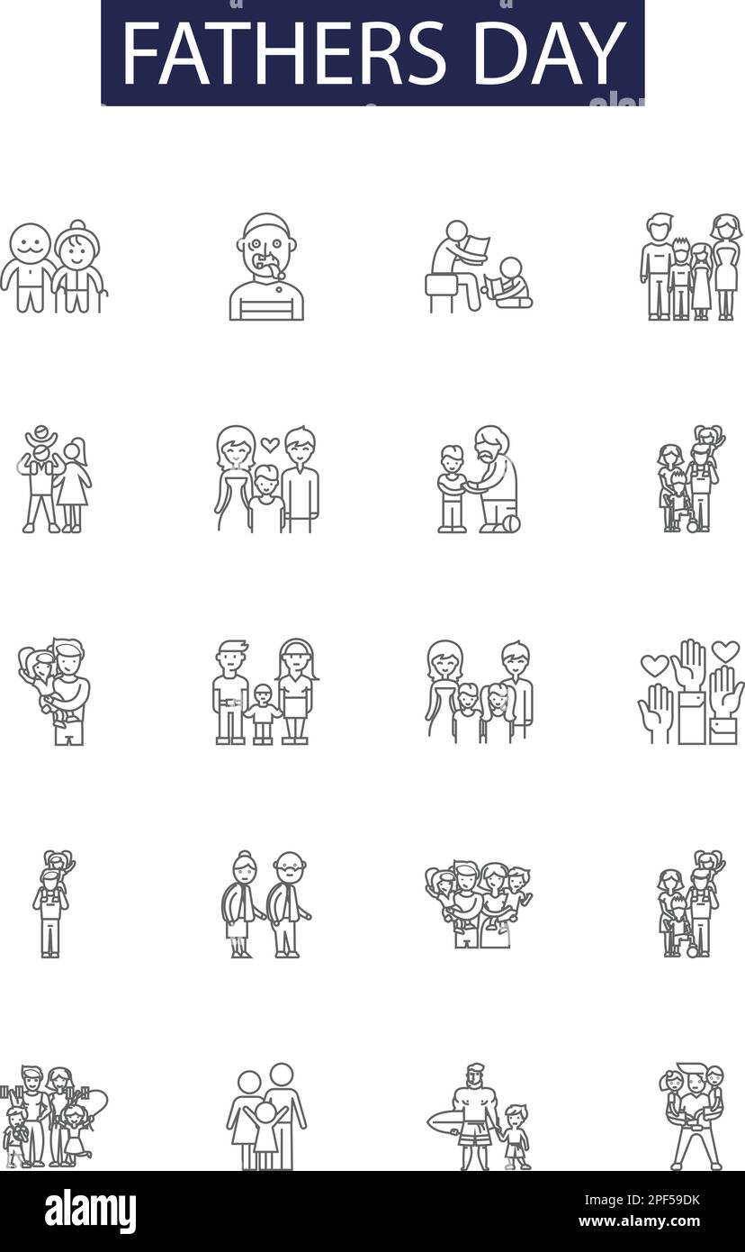 Fathers day line vector icons and signs. Day, Father, Gift, Celebrate ...