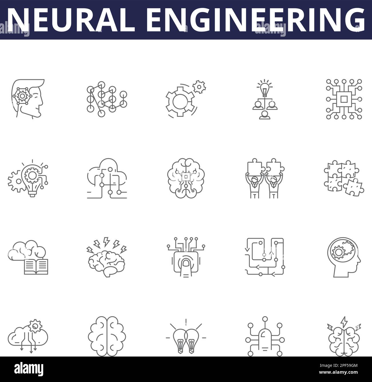 Neural engineering line vector icons and signs. Neuroscience, Neural ... Neural engineering line vector icons and signs. Neuroscience, Neural ...