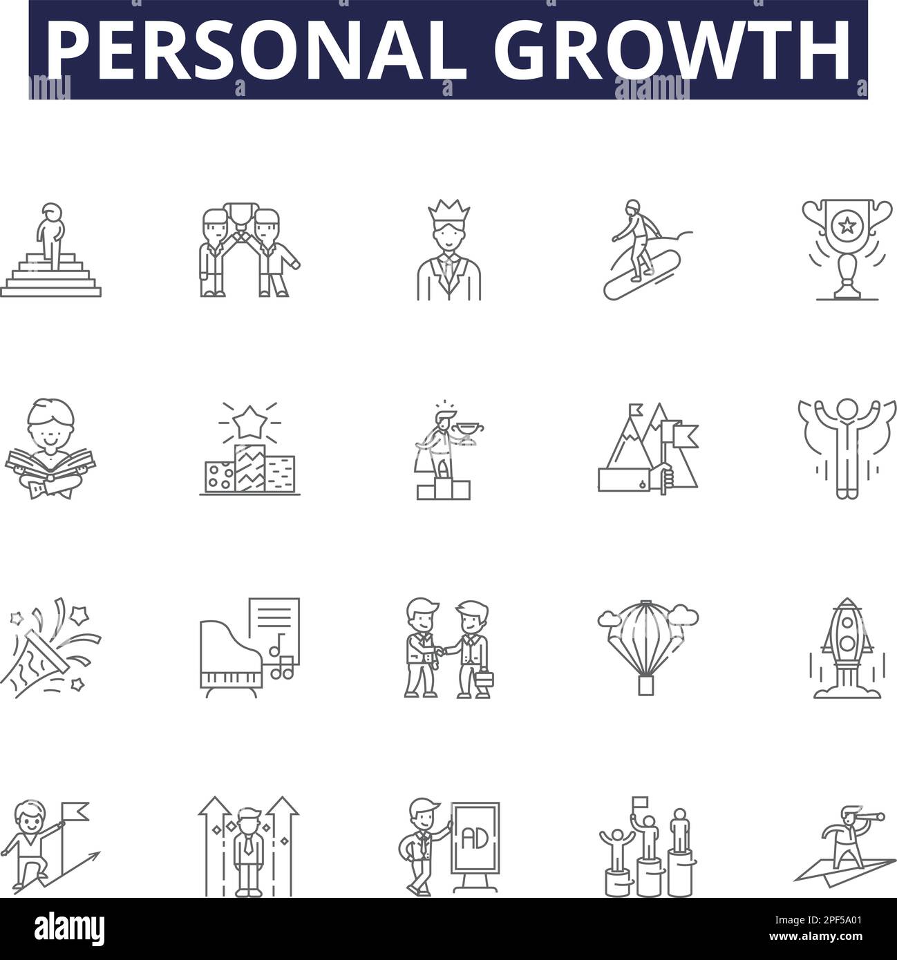 Personal growth line vector icons and signs. Progress, Refinement ...