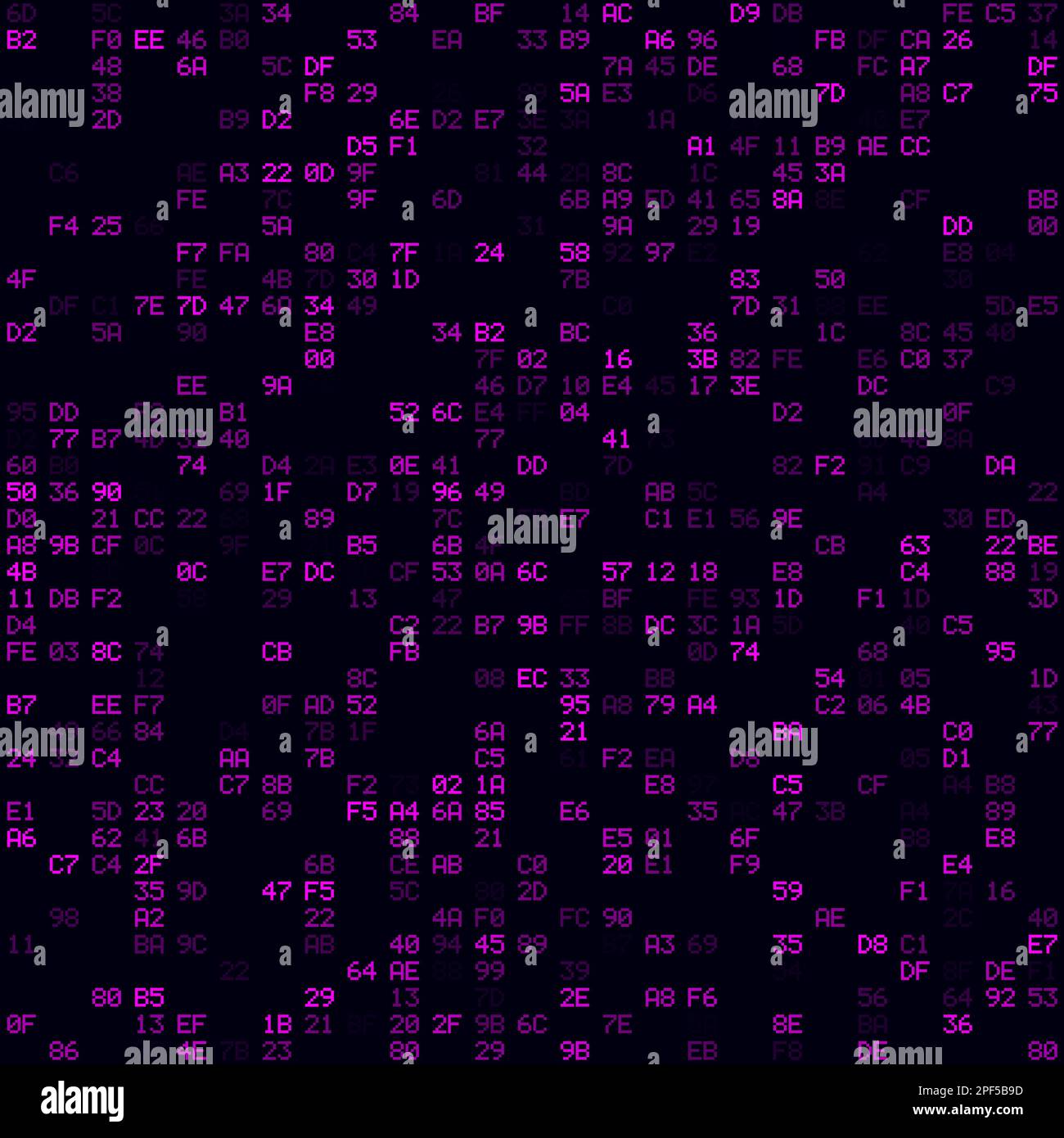 Digital cover. Magenta sparse hexadecimal pairs background. Medium ...