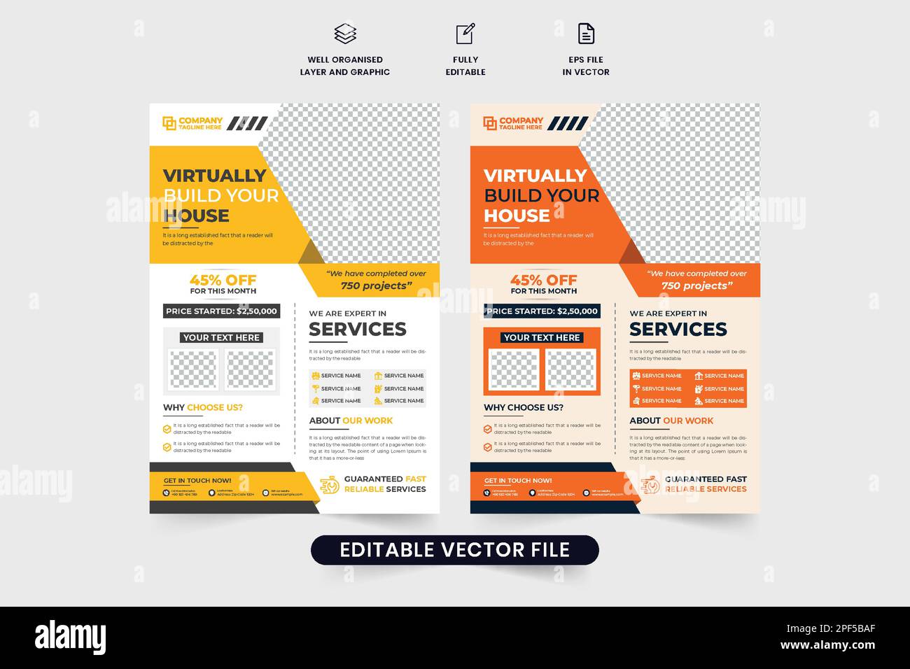 Professional home renovation and house making business flyer vector ...