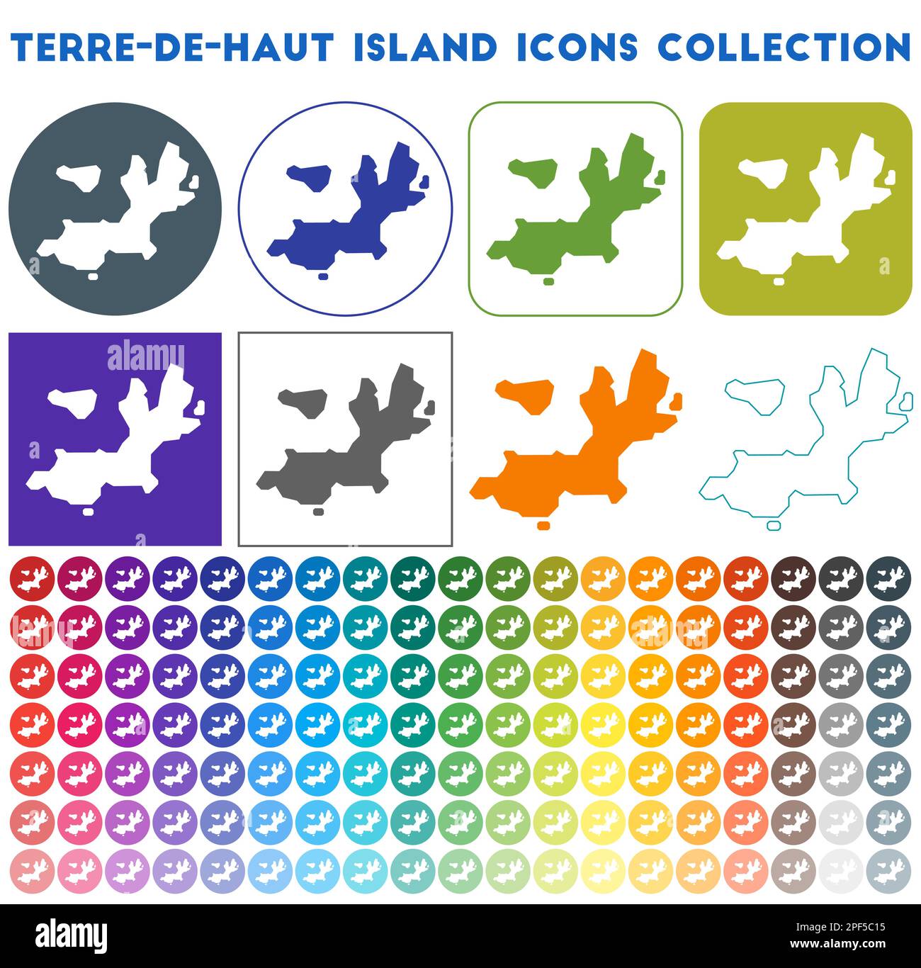Terre-de-Haut Island icons collection. Bright colorful trendy map icons ...